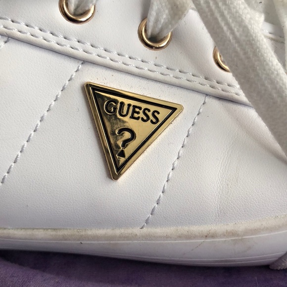 Guess | Shoes | Guess White Sneakers With Gold Used | Poshmark